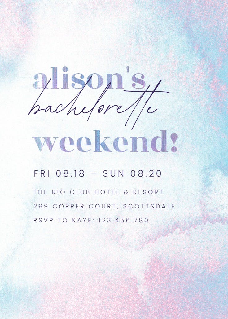 Rainbow ombre - Bachelorette Party Invitation Template (Free) | Greetings Island